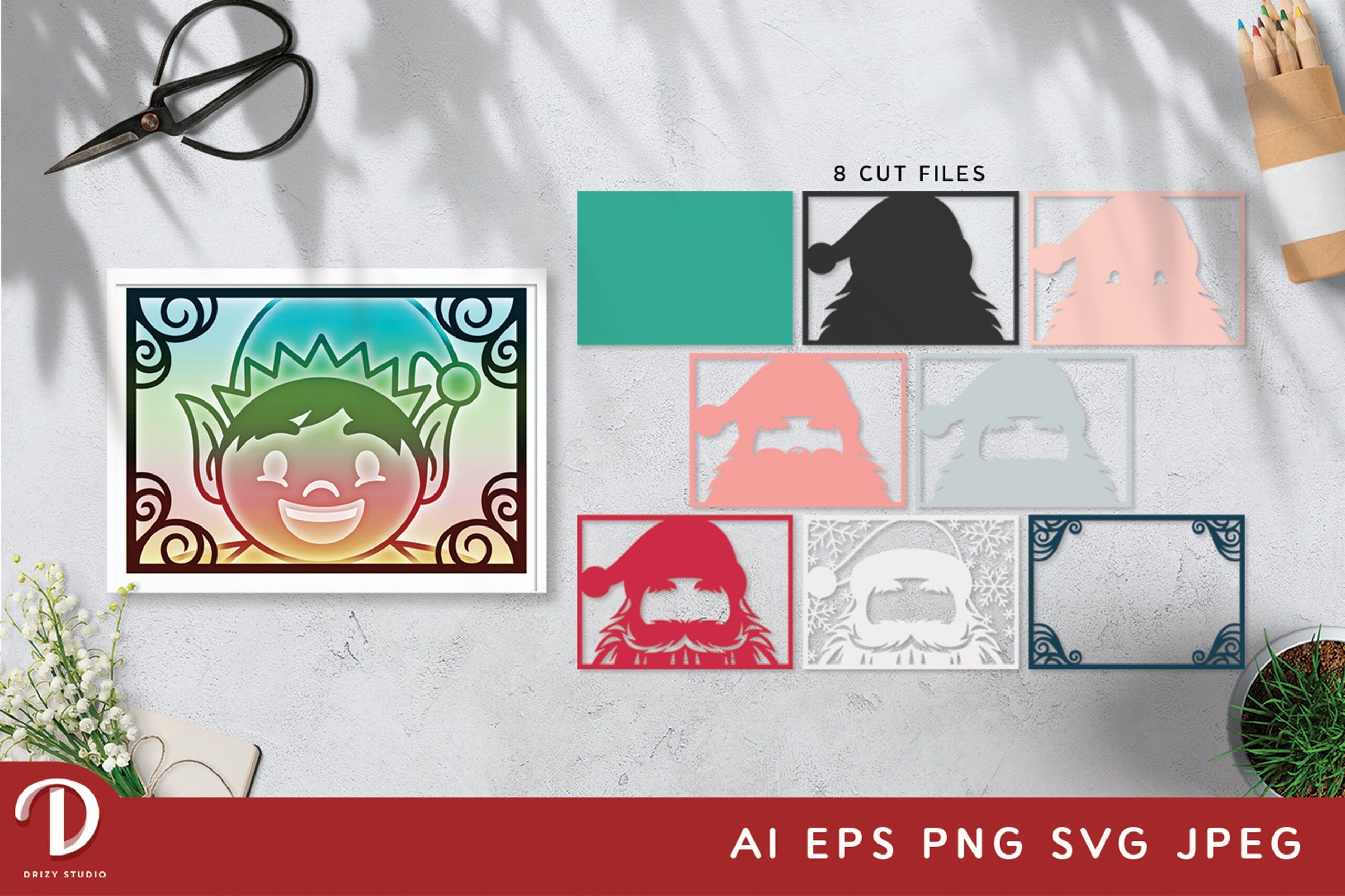 Cute Elf 3D Shadow Box - Christmas Character SVG | Drizy Craft