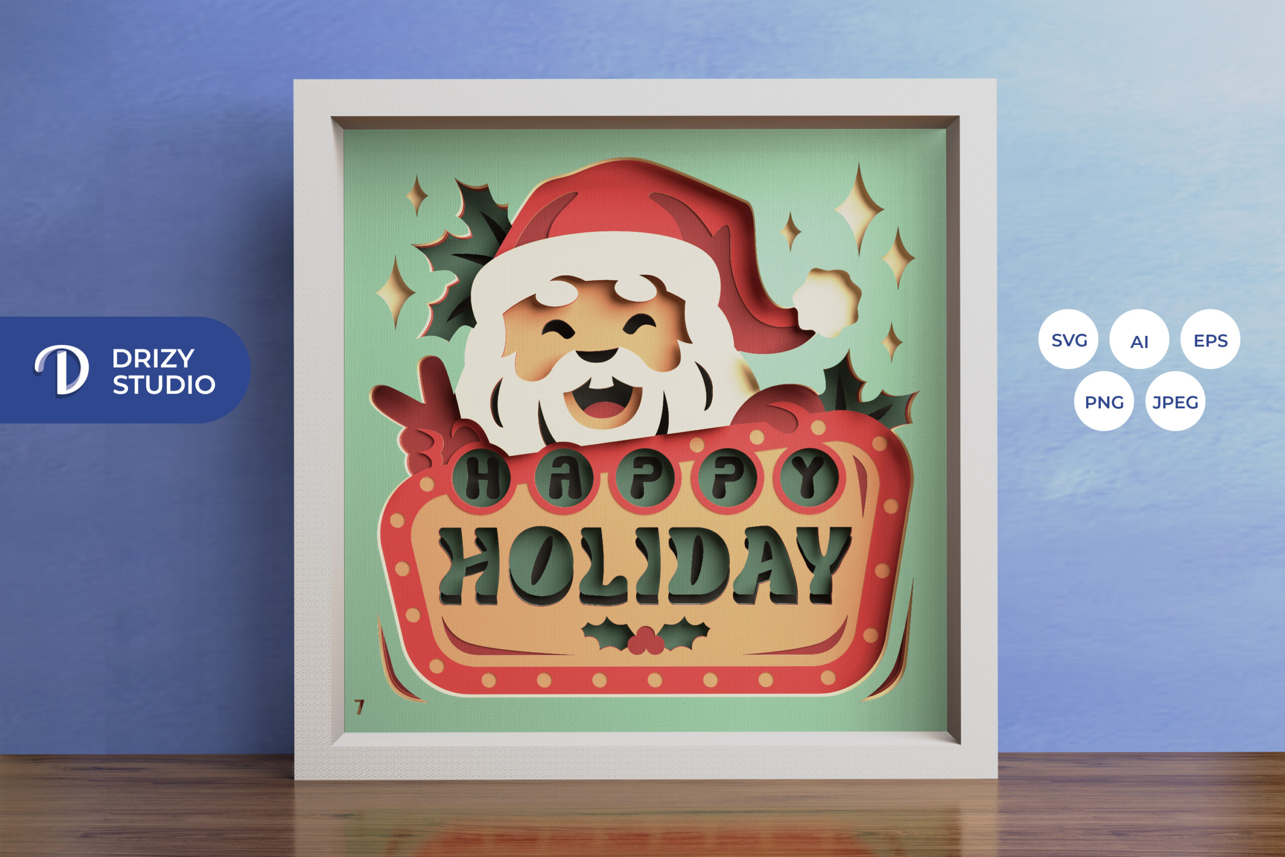 Vintage Santa Claus 3D Layered Paper Cut - Happy Holiday 3D Layered ...