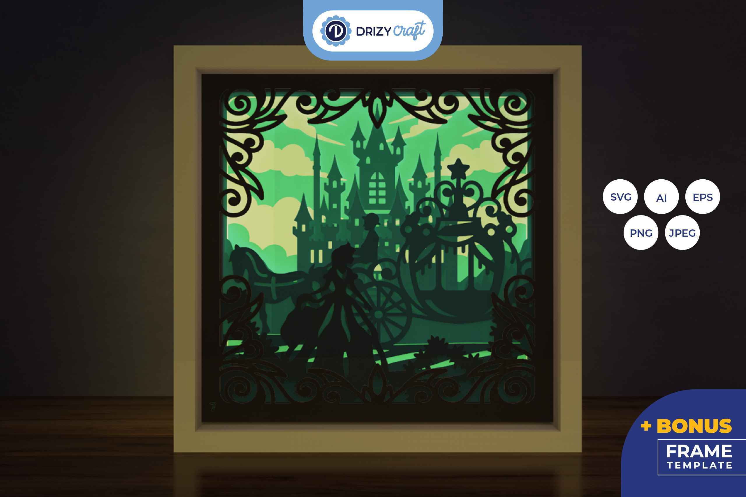 Princess Castle 3D Shadow Box - The Castle 3D Light Box | Drizy Craft